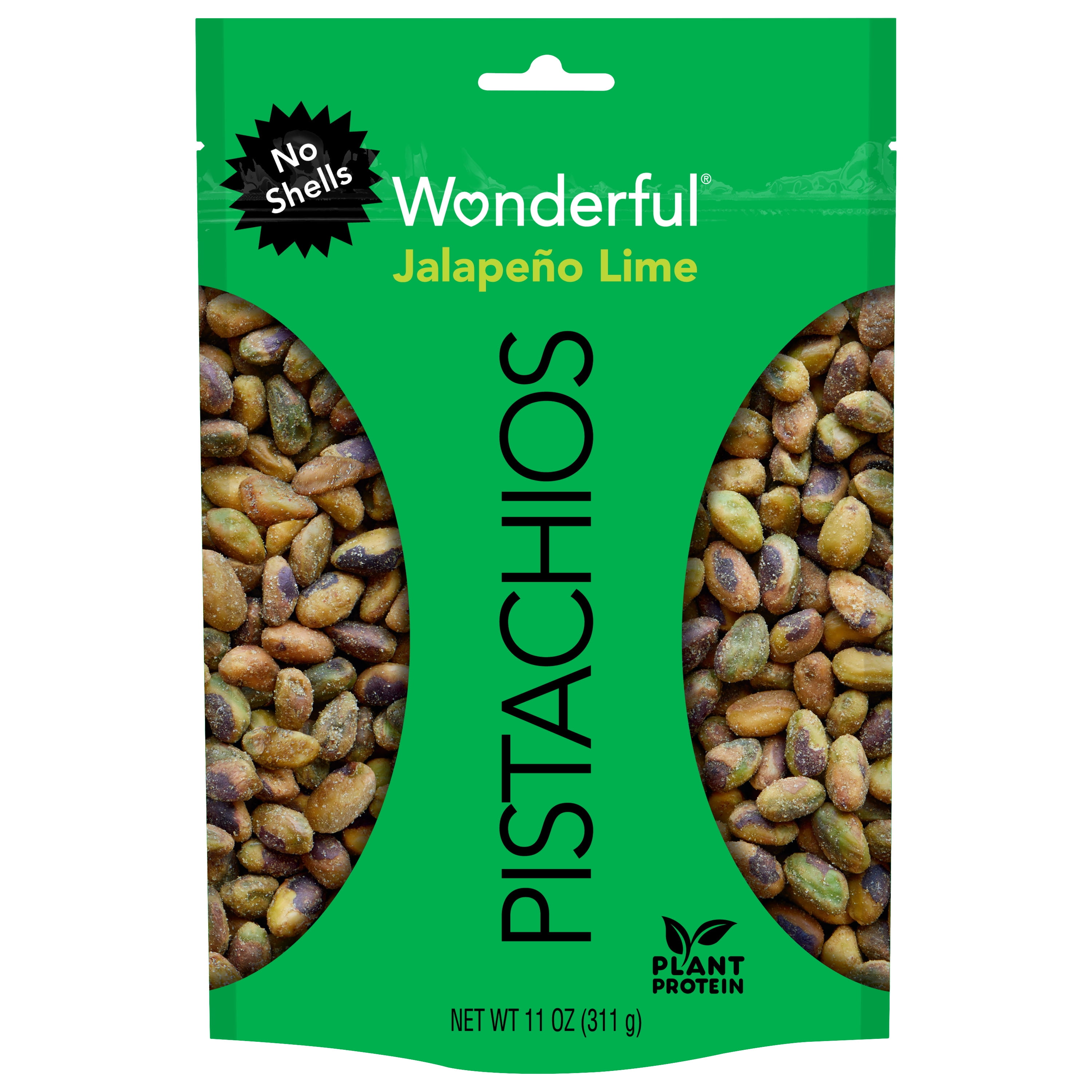 Wonderful Pistachios, No Shells Jalapeño Lime Nuts, 11 Ounce Bag ...