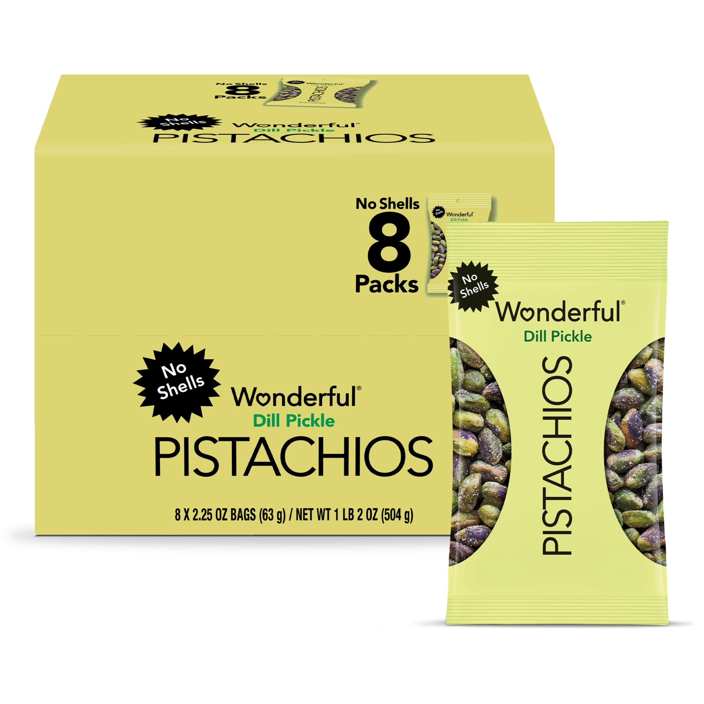 Wonderful Pistachios No Shells, OKA4 Dill Pickle Flavored Nuts, 2.25 ...