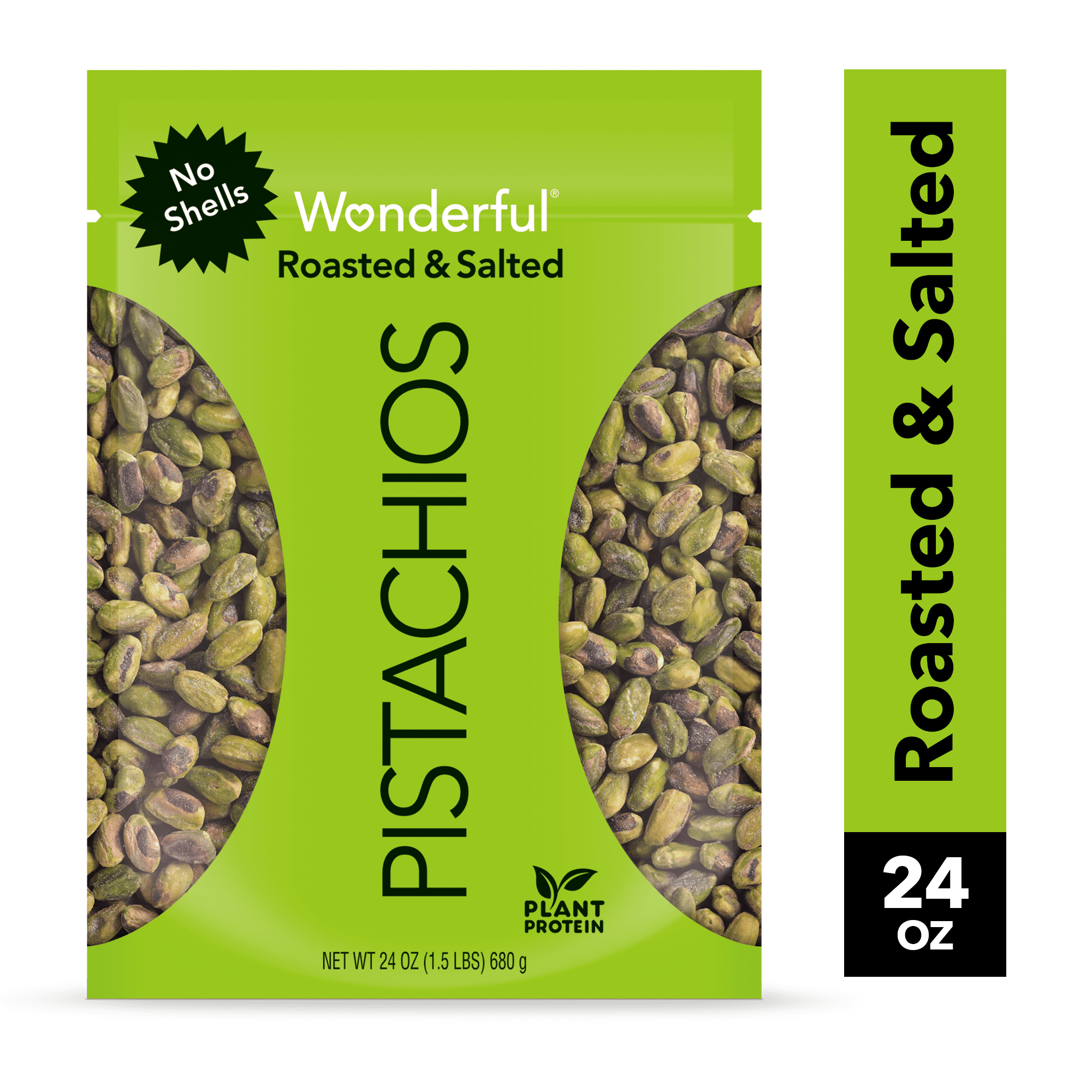 Wonderful Pistachios, No Shells, Roasted & Salted, 24 Ounce Resealable ...