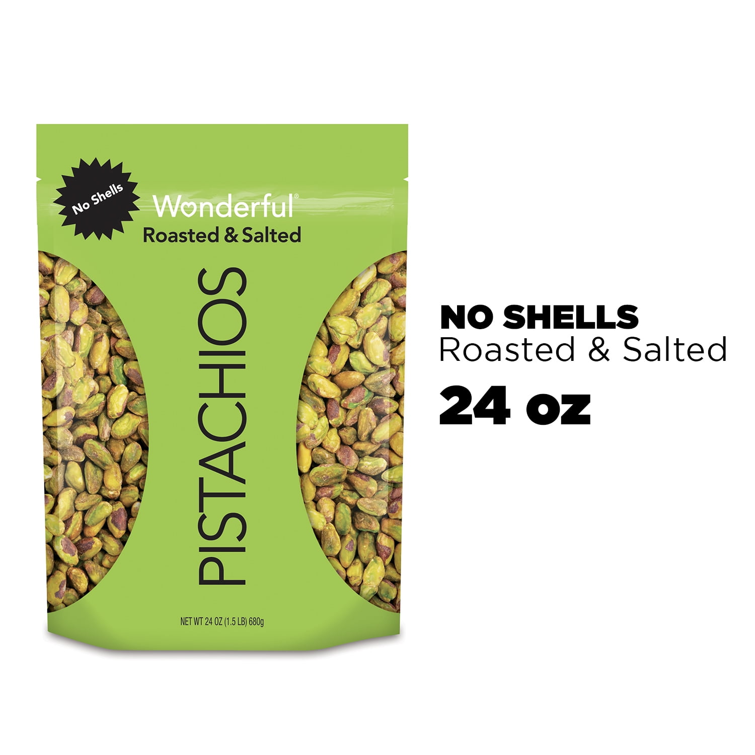 Wonderful Pistachios, No Shells, Roasted & Salted, 24 Ounce Resealable ...