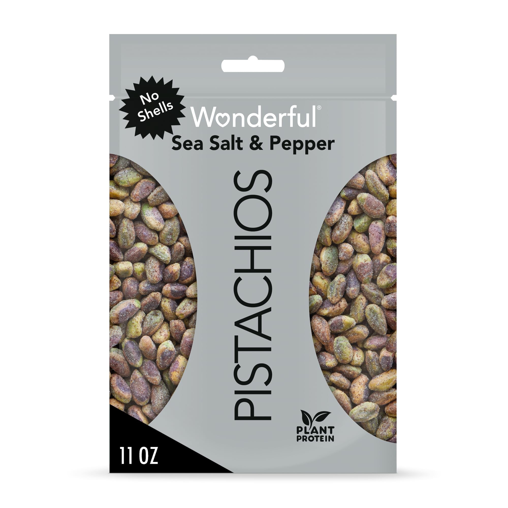 Wonderful Pistachios No Shells, BDF32 Sea Salt & Pepper Flavored Nuts ...