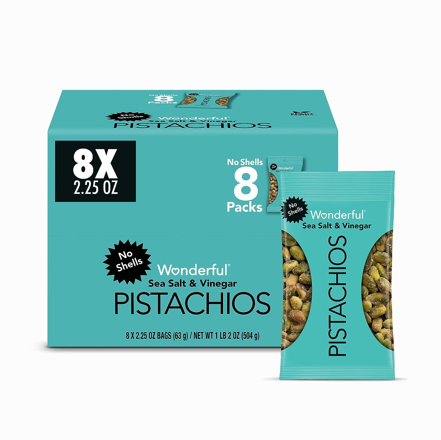 Wonderful Pistachios No Shells, VTF5 Sea Salt & Vinegar Flavored Nuts ...