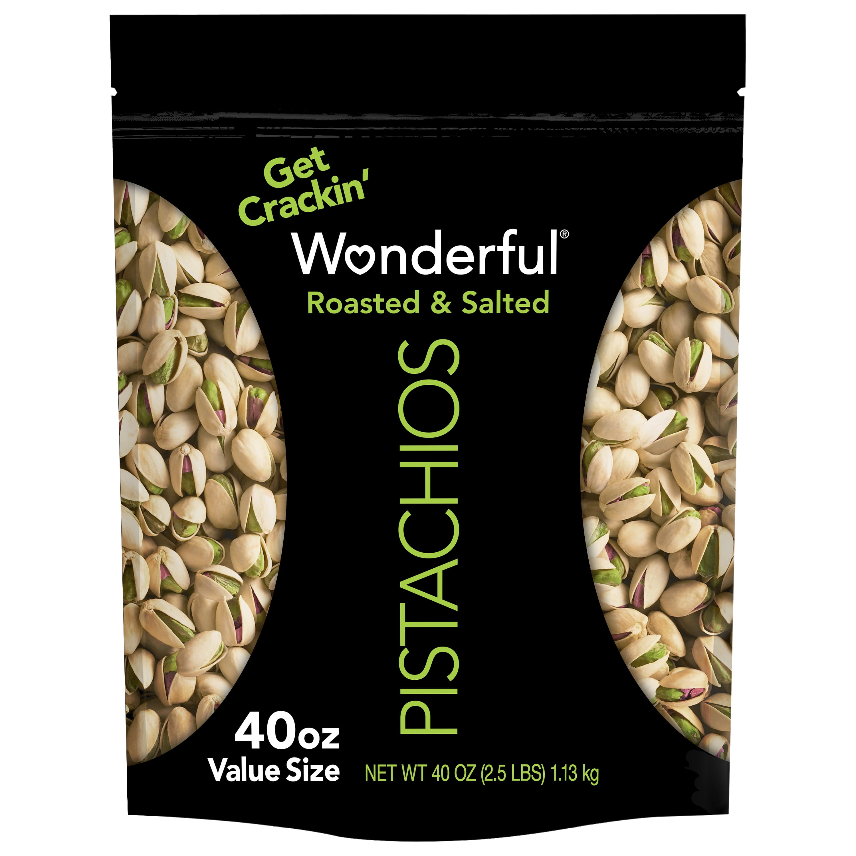 Wonderful Pistachios In-Shell Roasted & Salted Nuts, 40 Ounce Bag ...