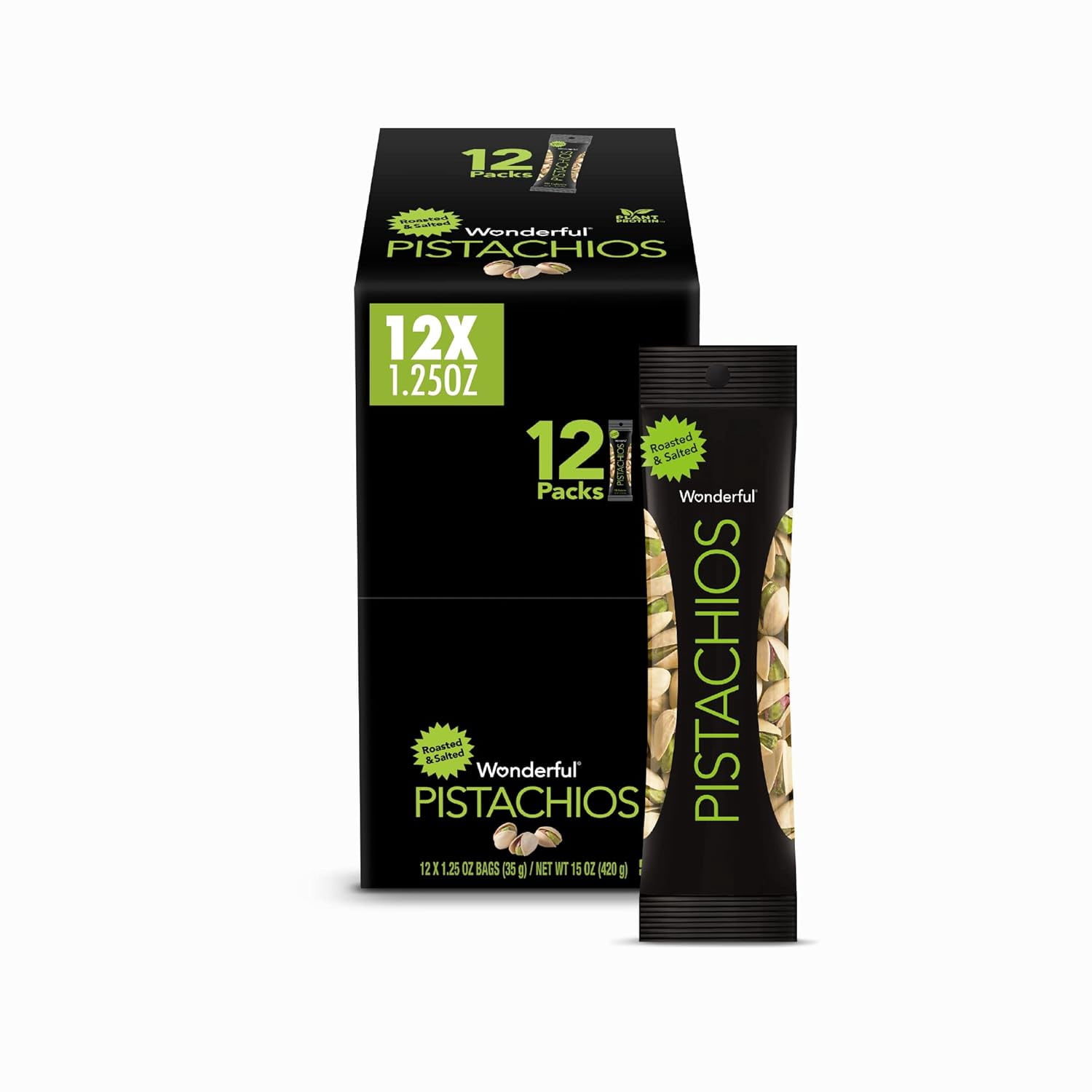 Wonderful Pistachios Salt & Pepper, Roasted Seasoned Pistachio Nuts, 12 ...