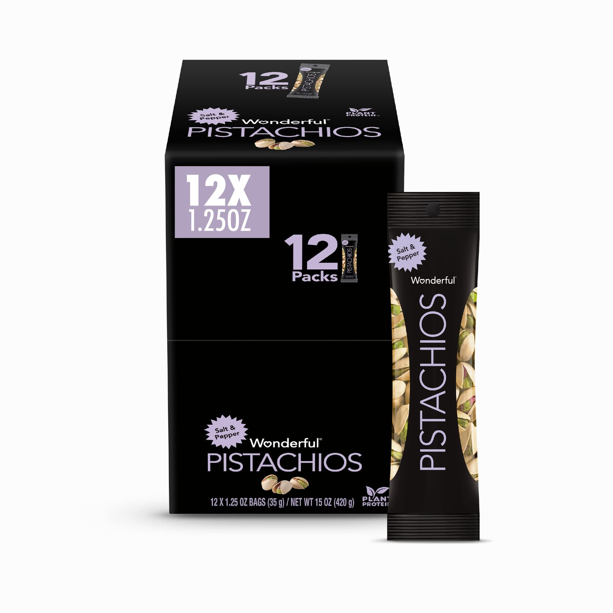 Wonderful Pistachios In Shell, Salt and NSD3 Pepper Flavored Nuts, 1.25 ...