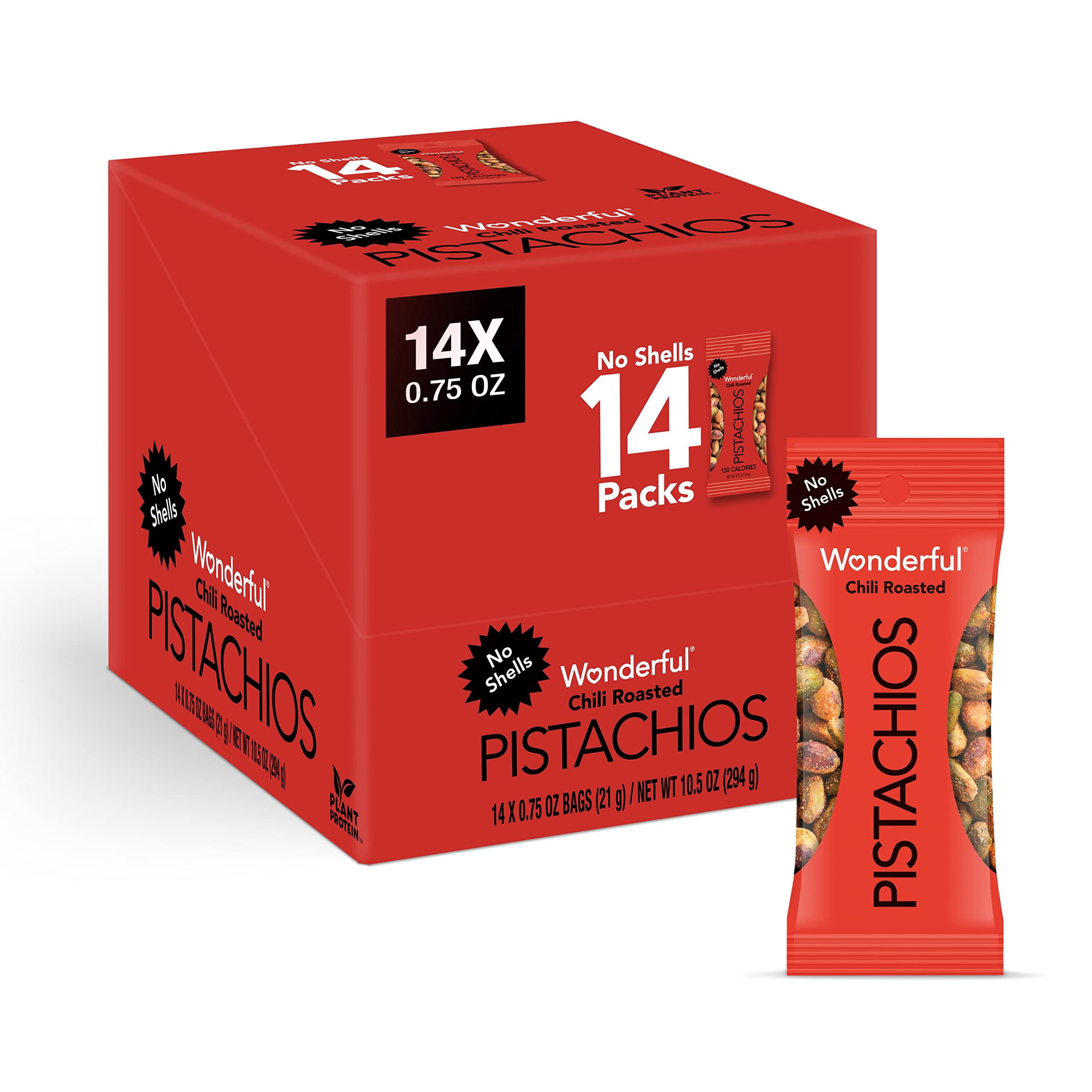 Wonderful Pistachios No Shells, BDF32 Chili Roasted Nuts, 0.75 Ounce ...