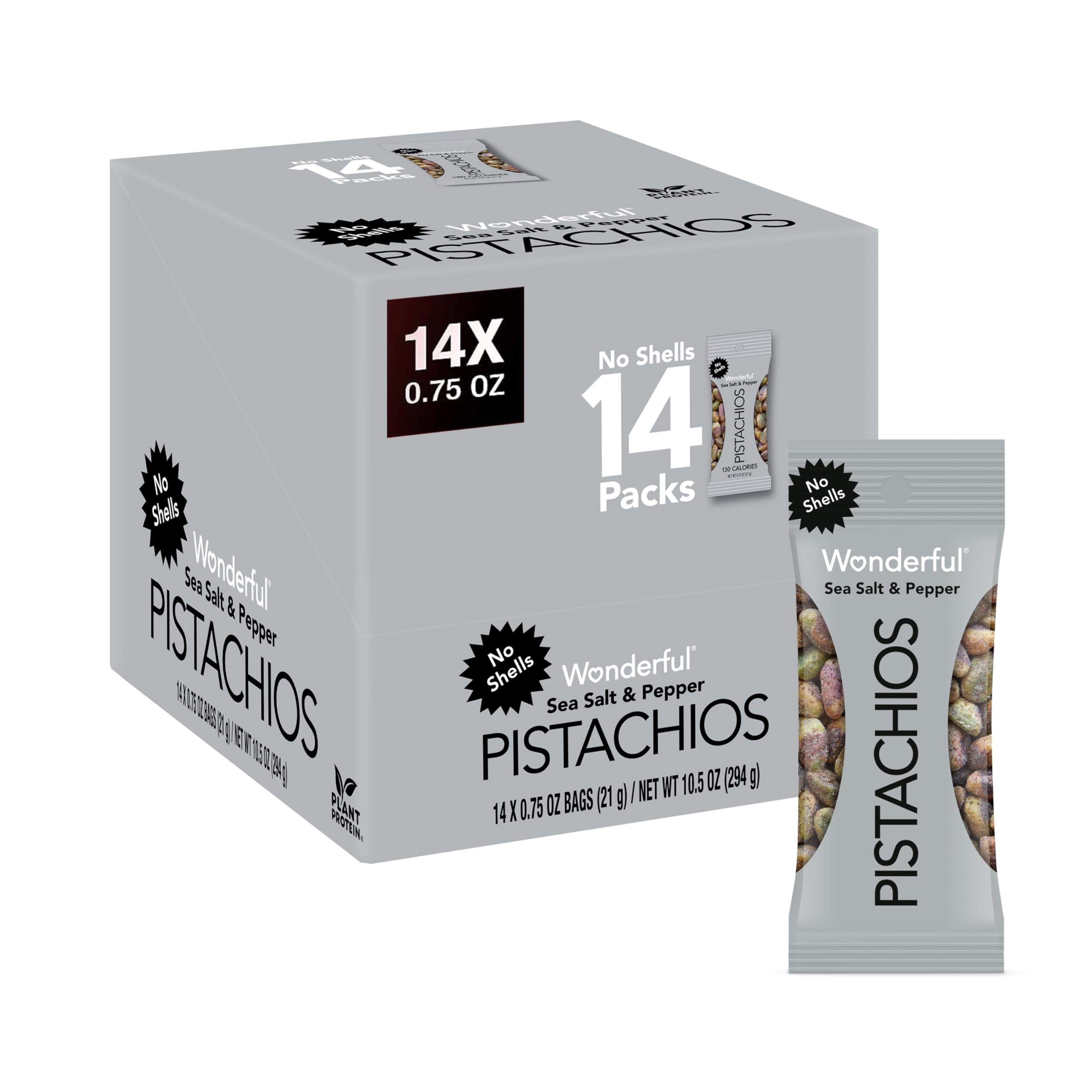 Wonderful Pistachios No Shells, BDF32 Sea Salt & Pepper Flavored Nuts ...