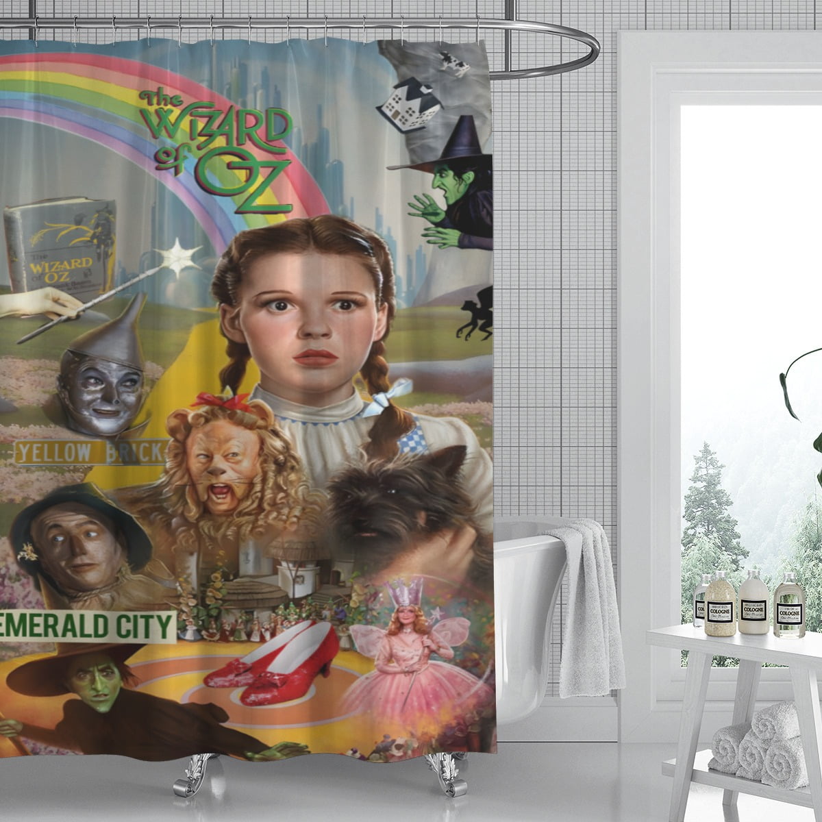 The Wonderful Wizard of Oz shower curtain showcases an iconic artwork ...