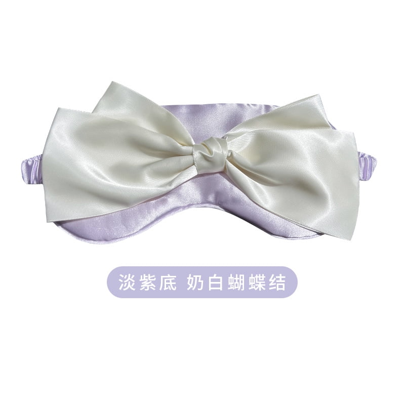 Wonderful bow imitation silk shading sleep eye mask pure travel ...