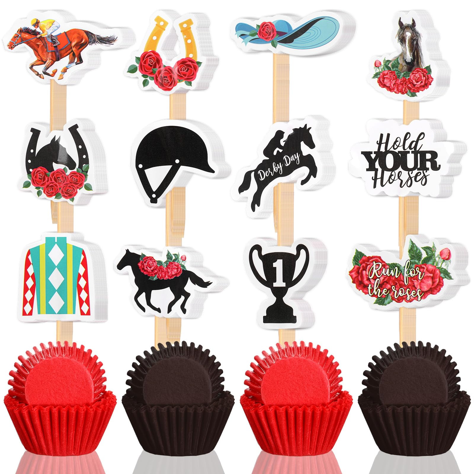 Wonderjune 1Pcs Horse Derby Cupcake Decorations H2FSDwith Pcs Horse ...