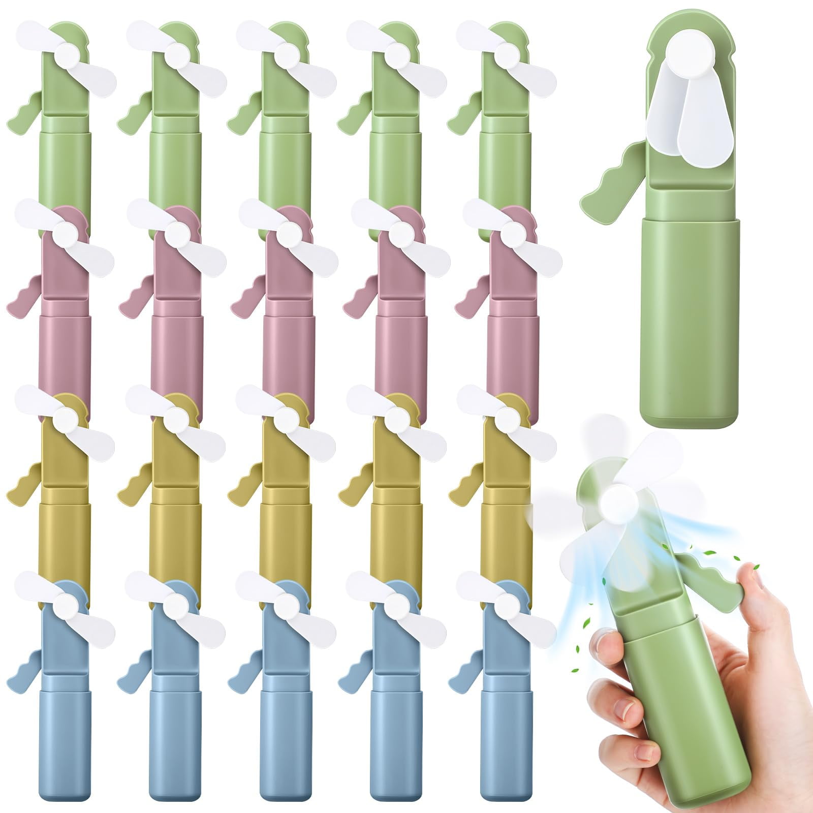 Wonderjune 24 Pcs Mini Hand Press Fan Bulk Small Portable Cute Fan ...