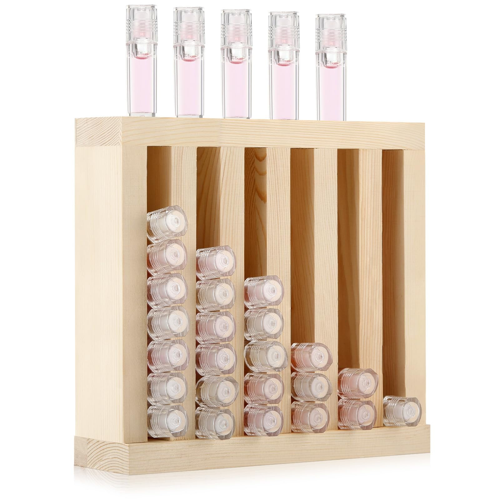 Wonderjune 6 Slot Wooden MMF7 Lipsticks Holder 0.7 inch Lip Balm Tube Holder Lip Gloss Organizer ...