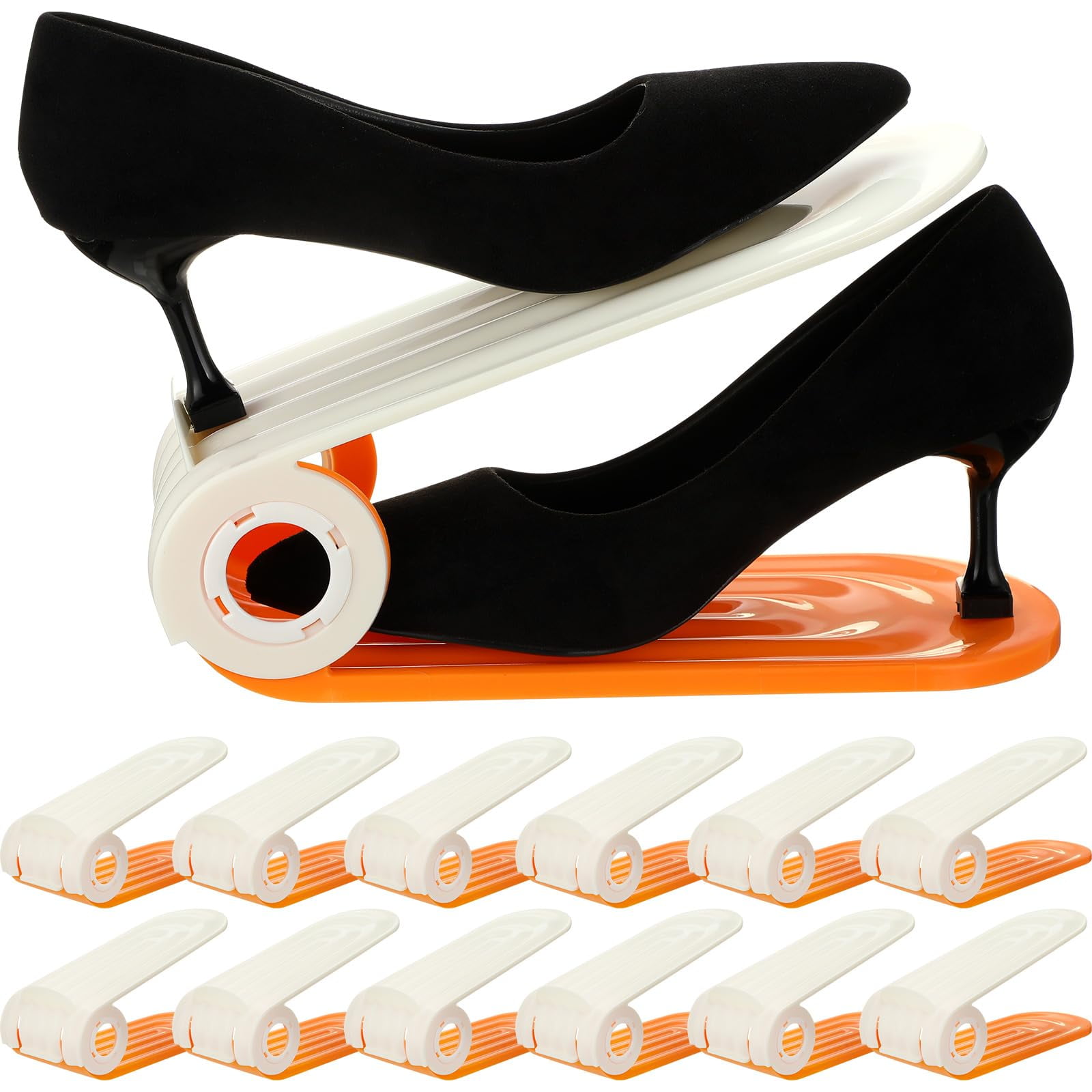 Wonderjune Shoe Slot Organizer 12 Pack, Adjustable 4 Levels Shoe Space ...
