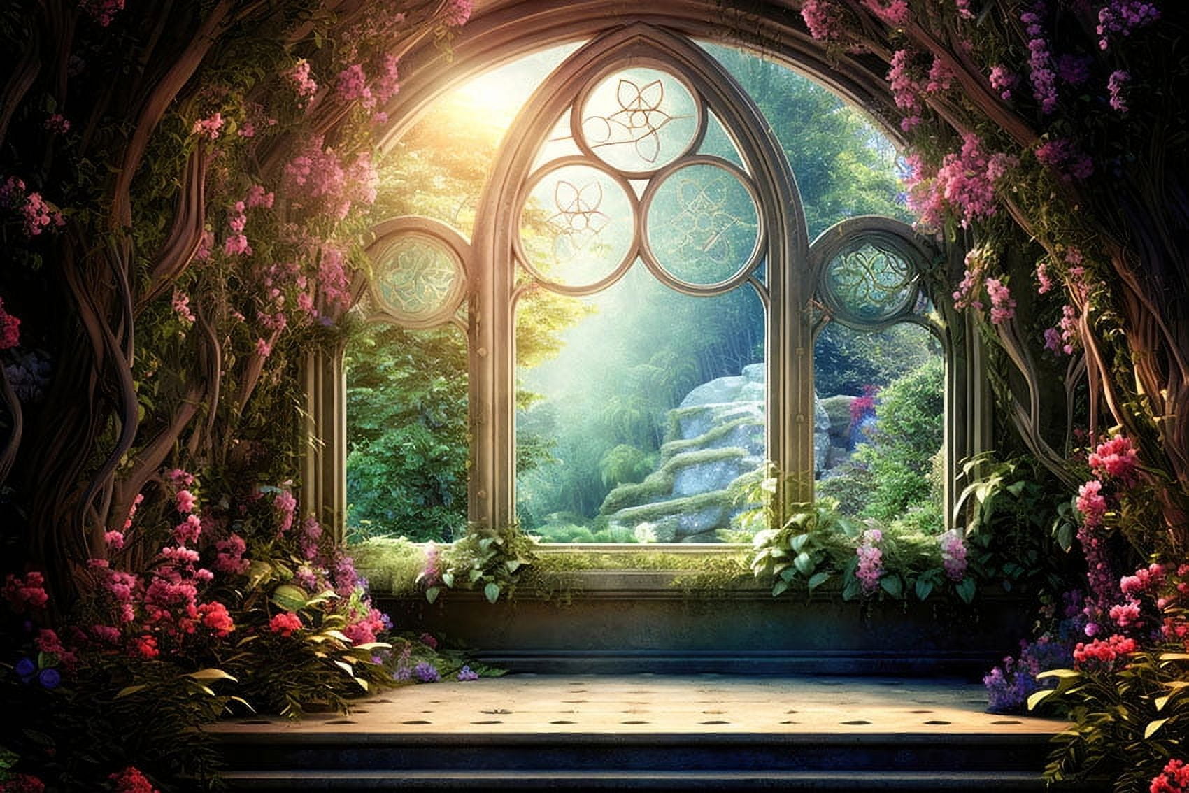Wonderland Arch Floral Window Kids Birthday Party Maternity Portrait r ...