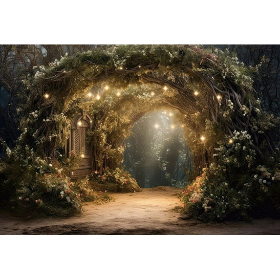 Wonderland Arch Floral Window Kids Birthday Party Maternity Portrait r ...