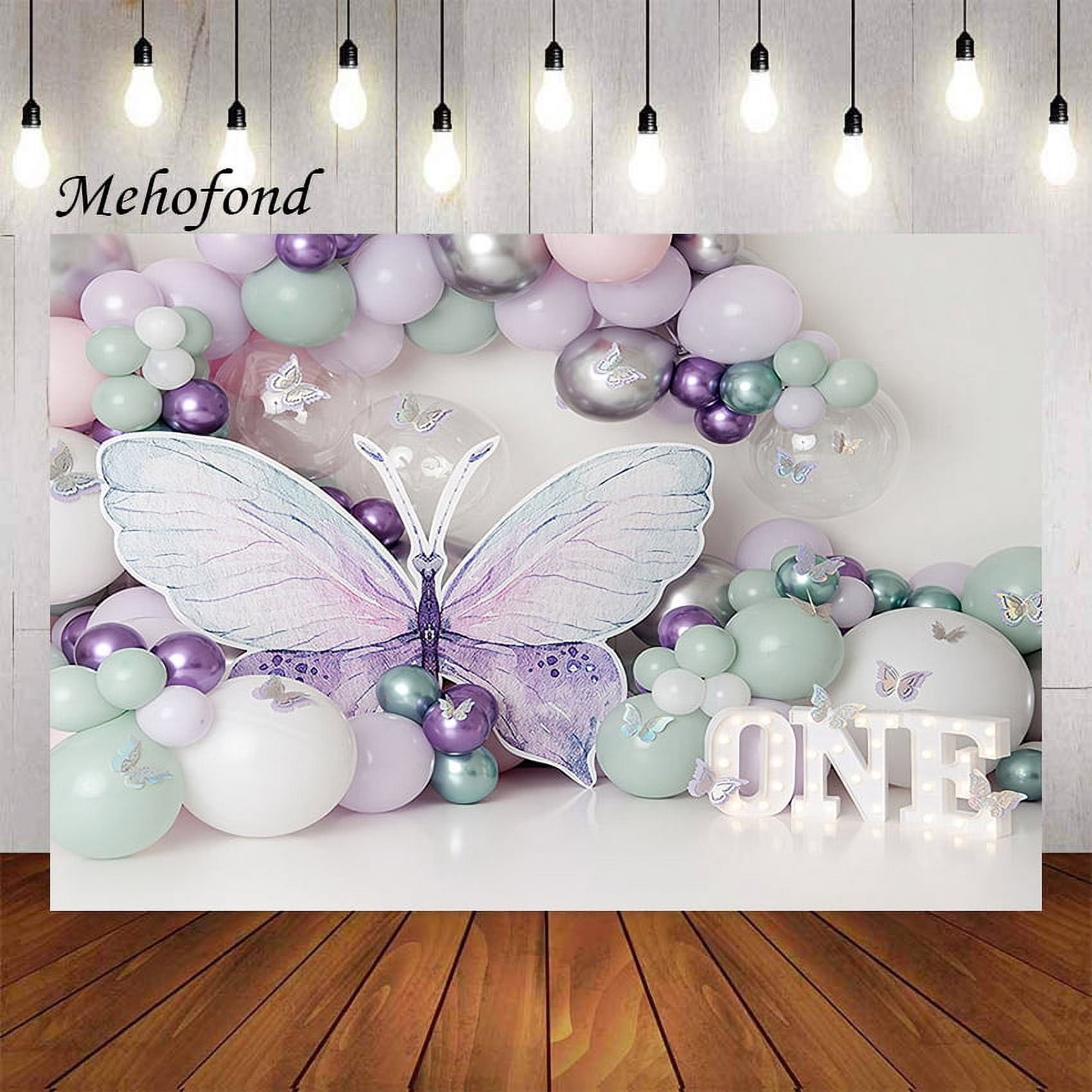 Wonderland Butterfly Balloon Girl 1st Birthday Party Cake Smash ration ...