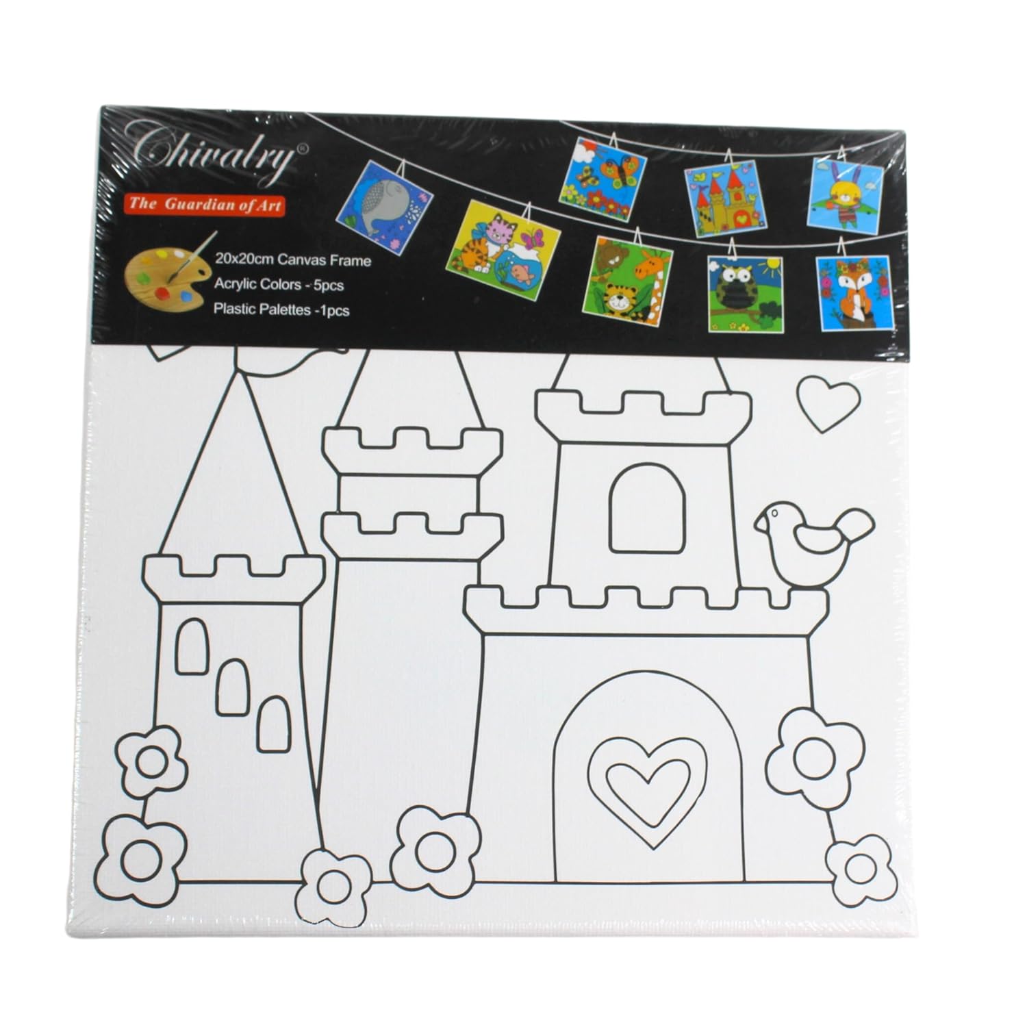Wonderland Cute Cartoon DIY PreDrawn Canvas with Paint Brush Recessed ...