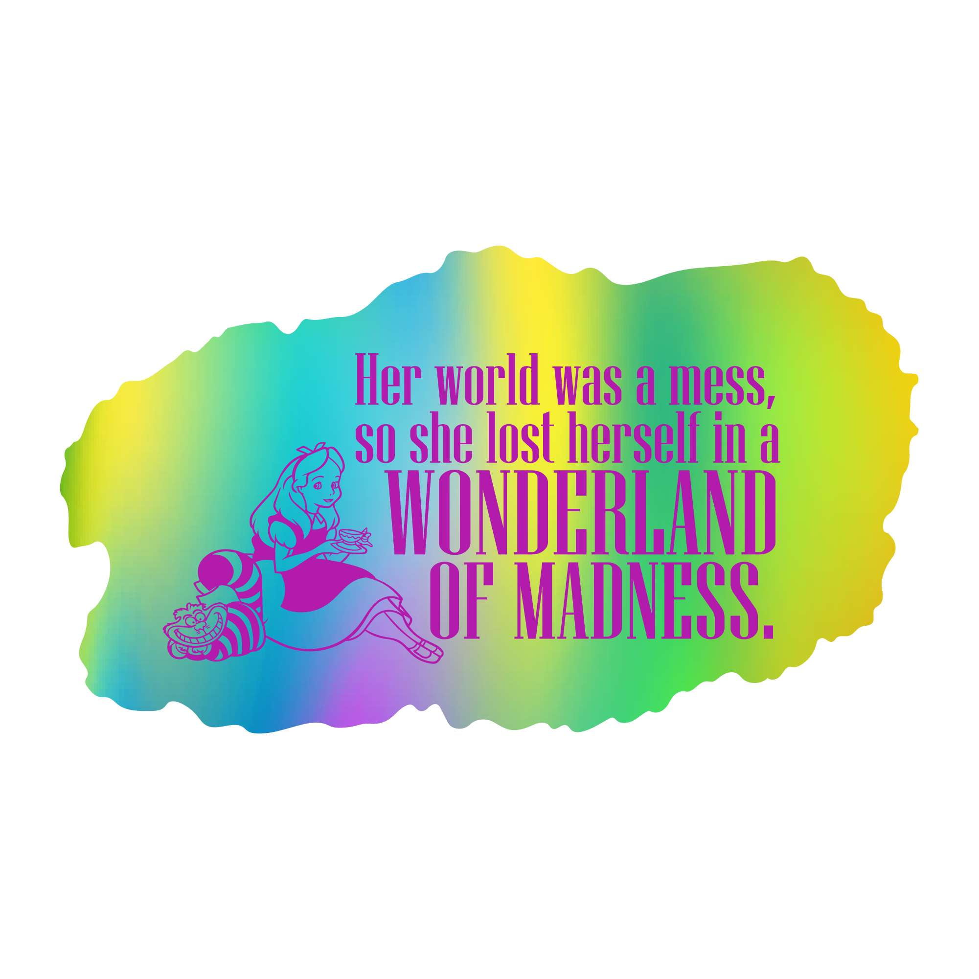 Wonderland Of Madness Cute Beautiful Girl Sitting Watercolor Wall Decal ...