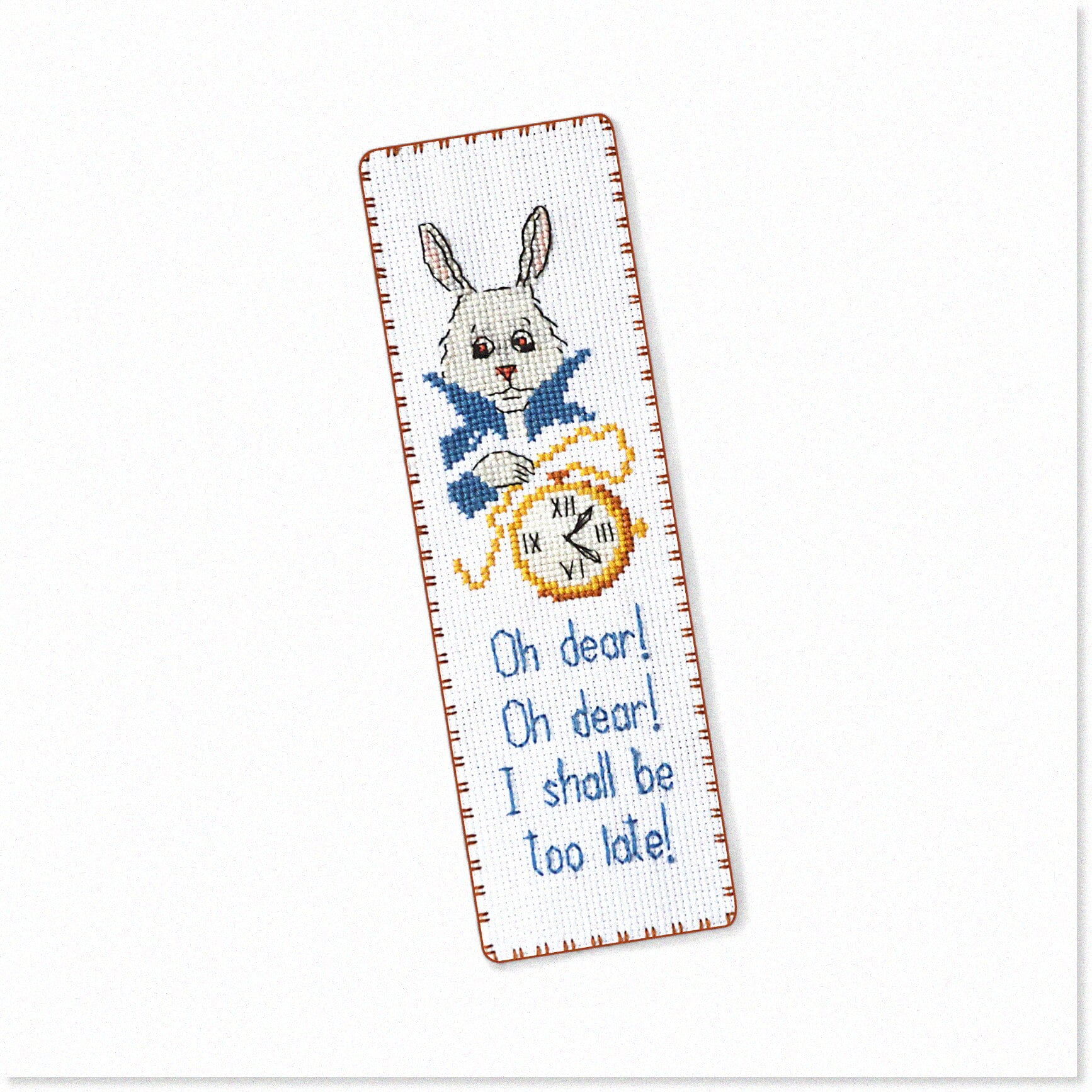 Wonderland White Rabbit Cross Stitch Bookmark Kit - Hand Embroidery ...