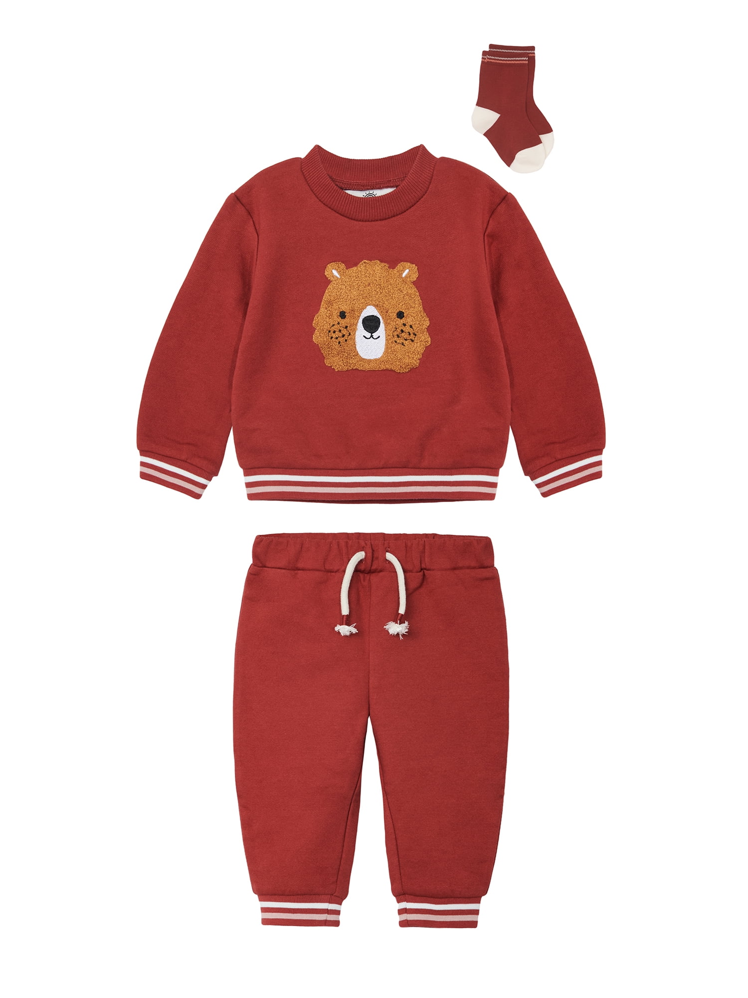 Wonderluxe Baby Boys' Teddy Fleece Pullover and Jogger, 2-Piece Set ...