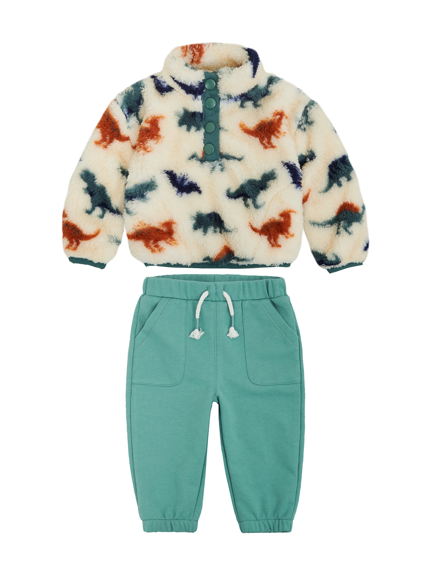 Wonderluxe Baby Boys' Teddy Fleece Pullover and Jogger Pants Set, 2 ...