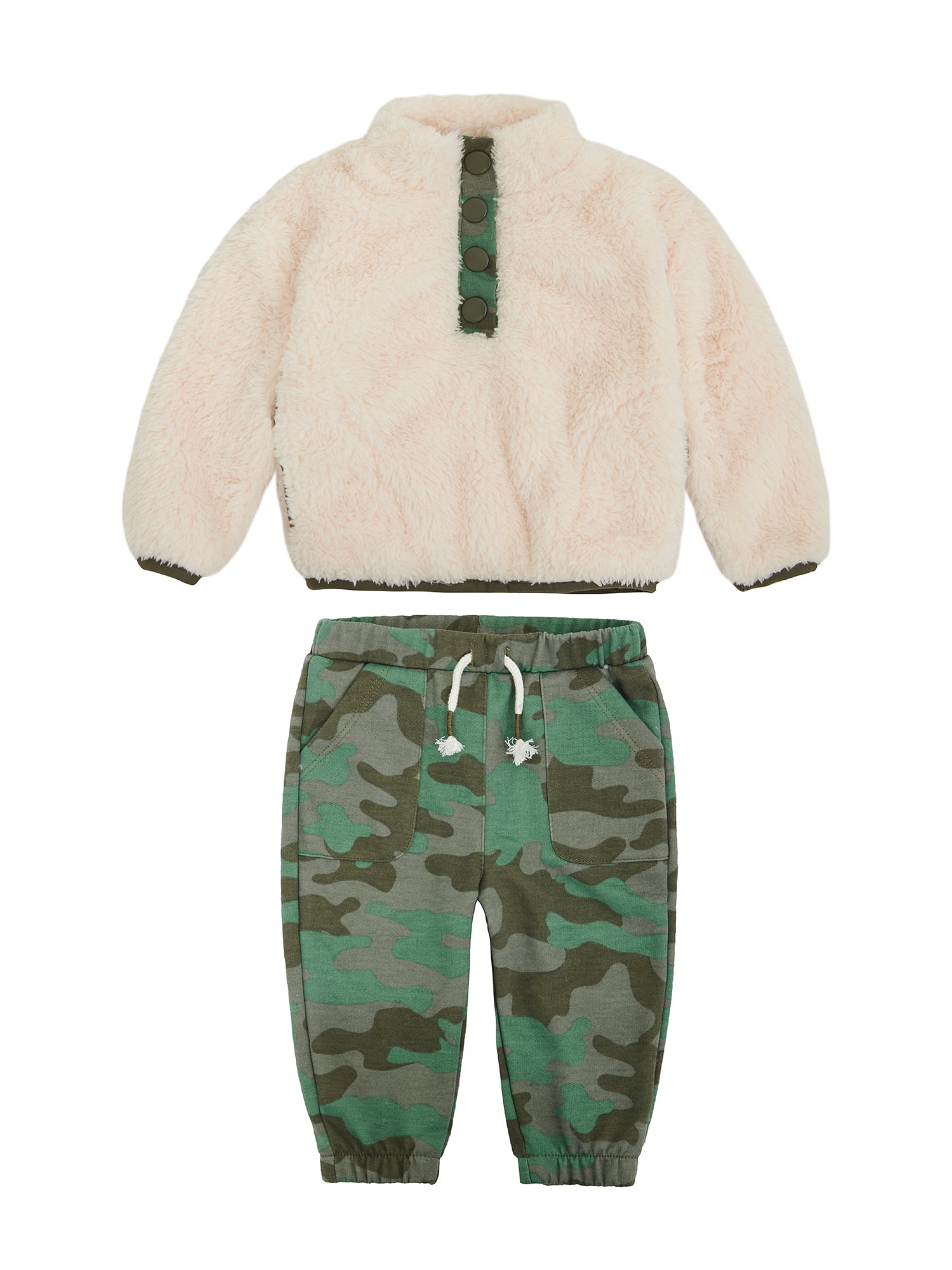 Wonderluxe Baby Boys' Teddy Fleece Pullover and Jogger Pants Set, 2 ...