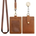 Wonderpool ID Badge Holder Genuine Leather Card Slots Case with ...