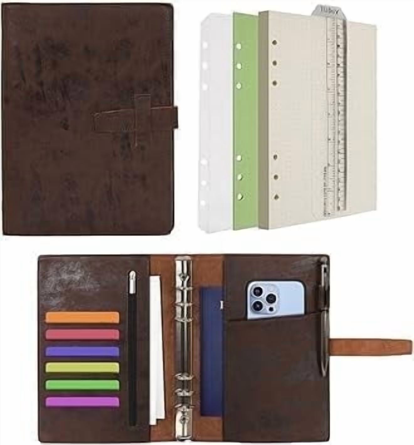 Wonderpool Leather Journal Refillable Binder A5 Writing Notebook Folder ...