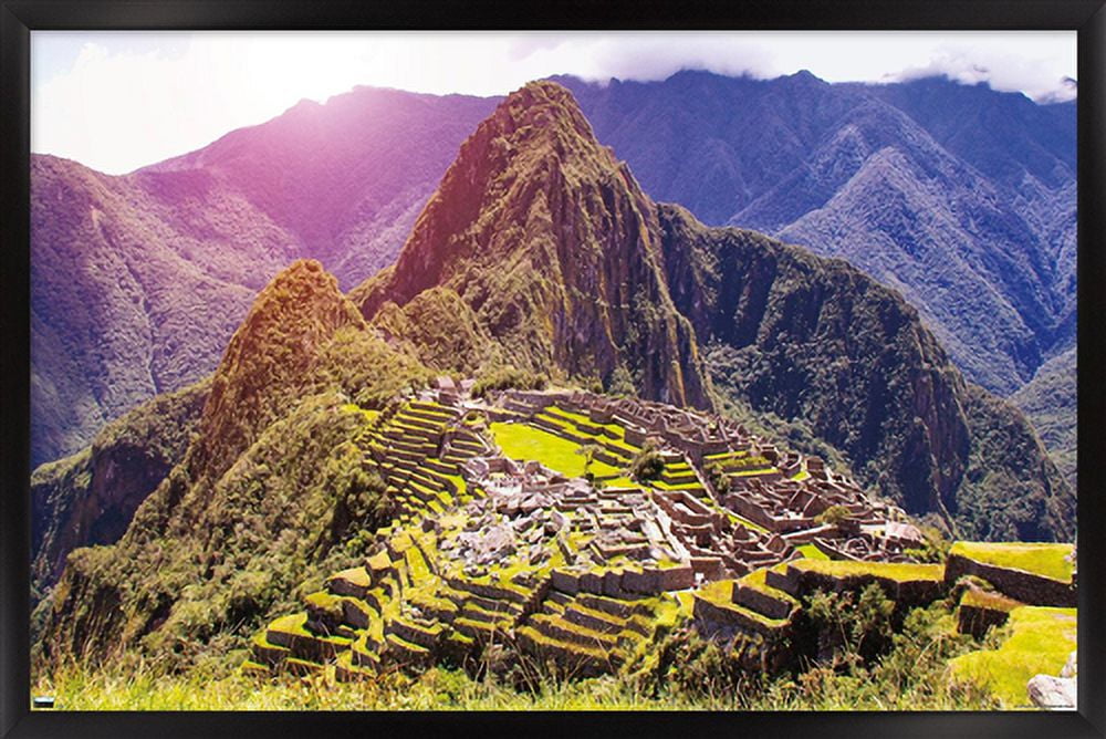 Wonders of the World - Machu Picchu Wall Poster, 22.375" x 34", Framed ...