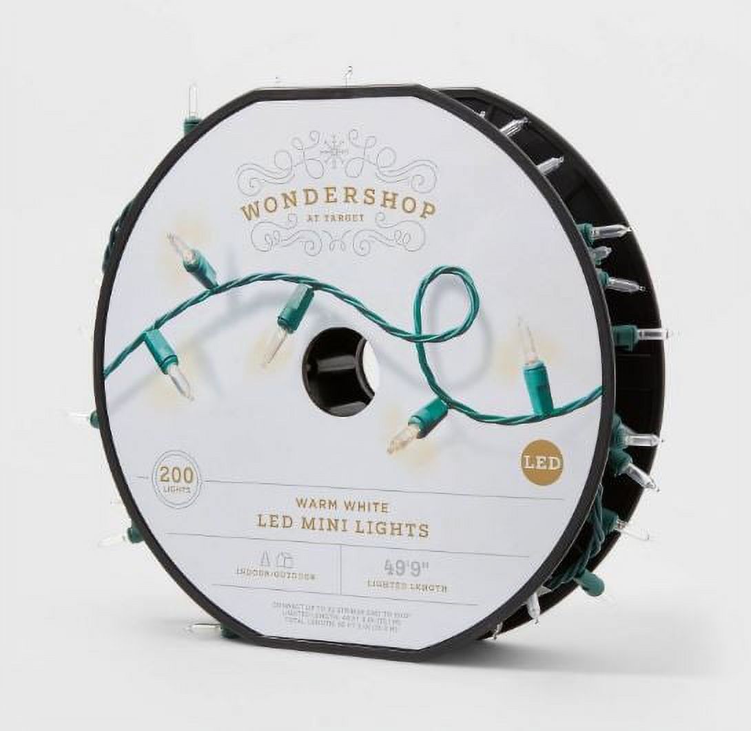 Wondershop 200ct LED Mini String Lights Warm White with Green Wire ...