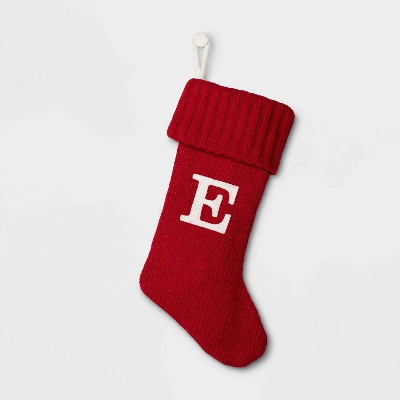 Wondershop Christmas Holiday Red Thick Knit Stocking Monogram Letter E ...