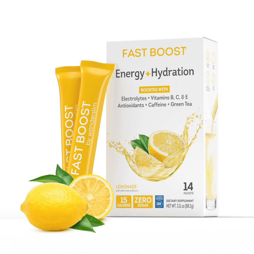 Wonderslim FAST BOOST Energy & Hydration Drink Mix, Sugar-Free Lemonade ...