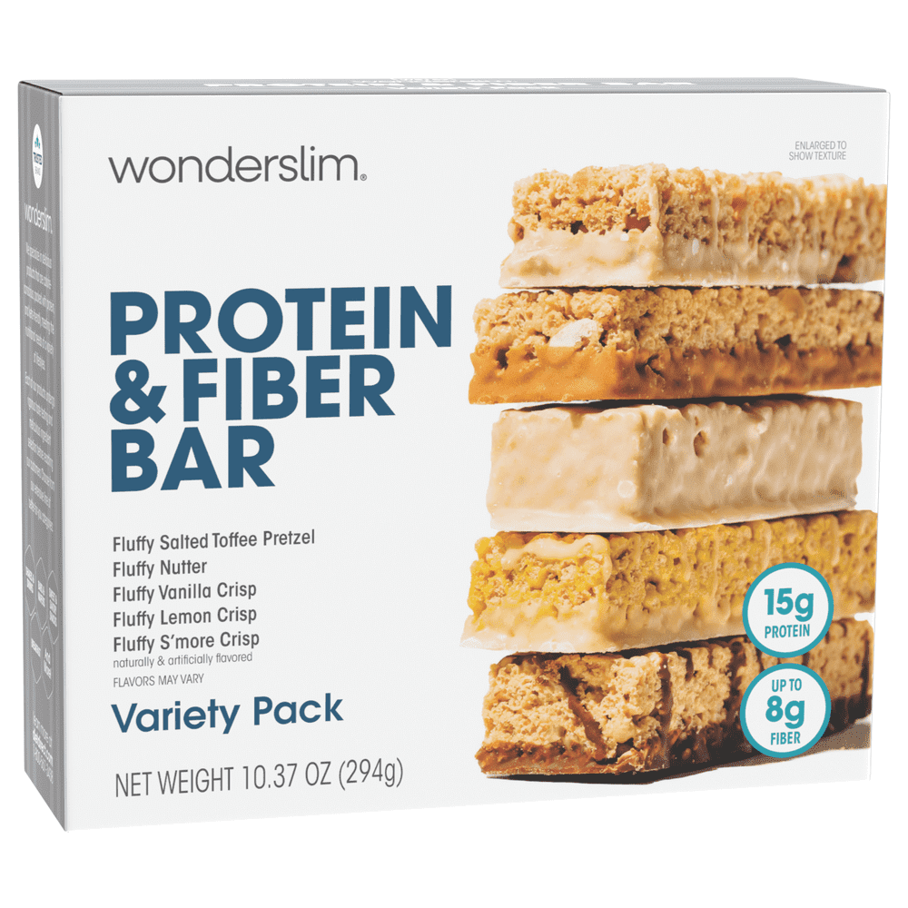 Wonderslim Protein & Fiber Bar, Variety Pack, 15g Protein, 6-8g Fiber ...