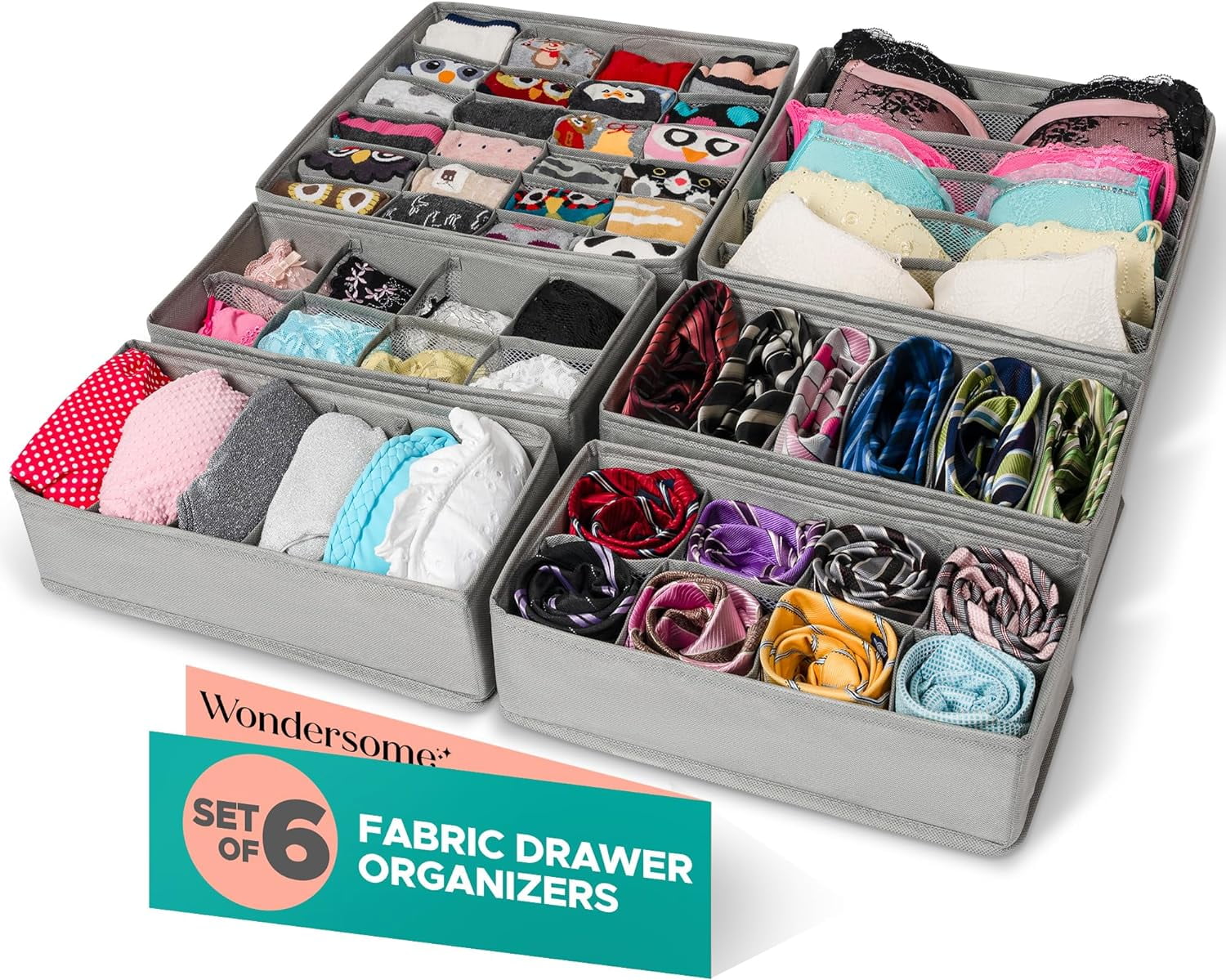 Wondersome Closet Drawer Organizers with Flexible Dividers and Snag ...