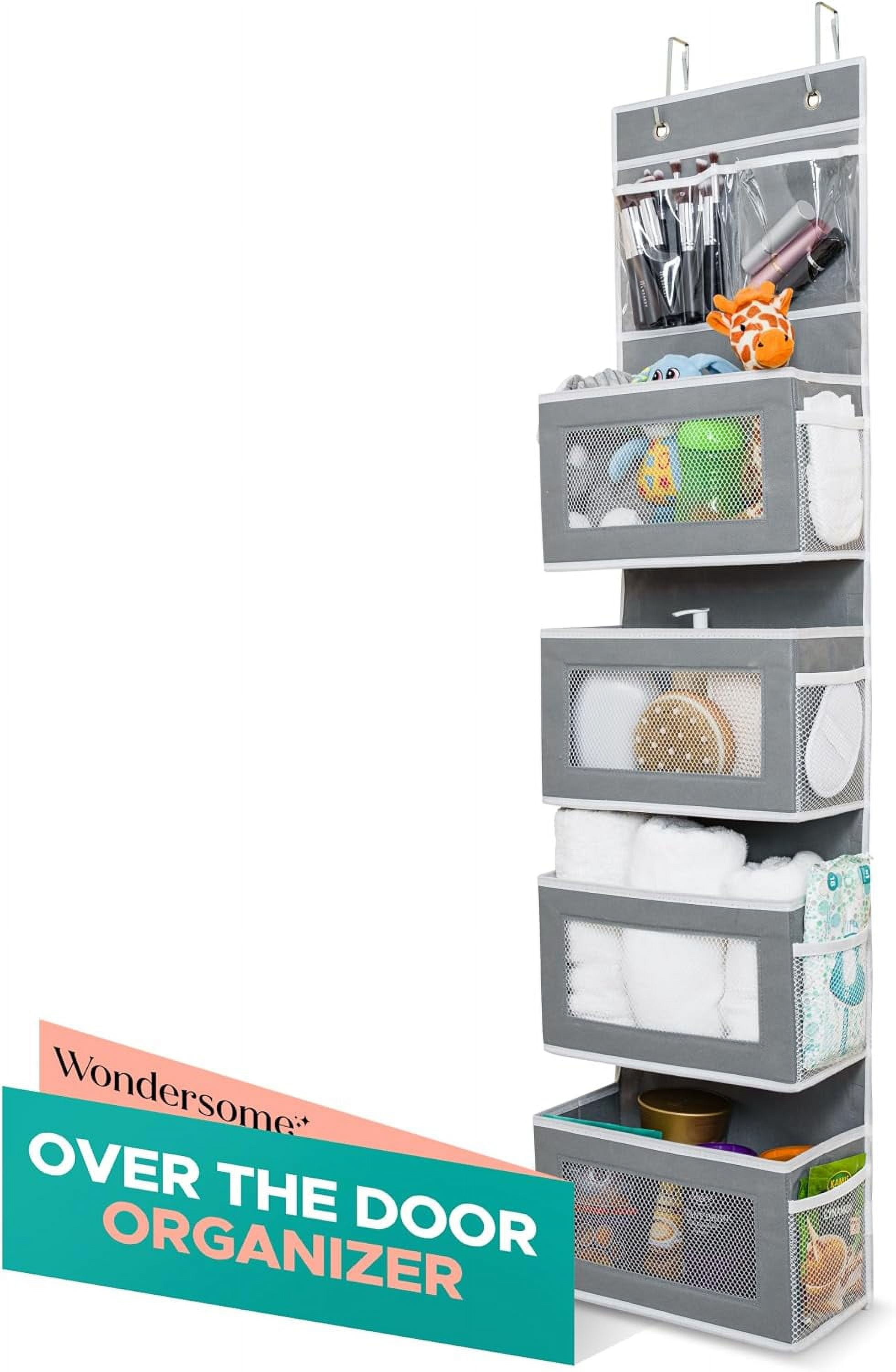 Wondersome Hanging Storage Organizer Over the Door Rack with Clear Mesh ...