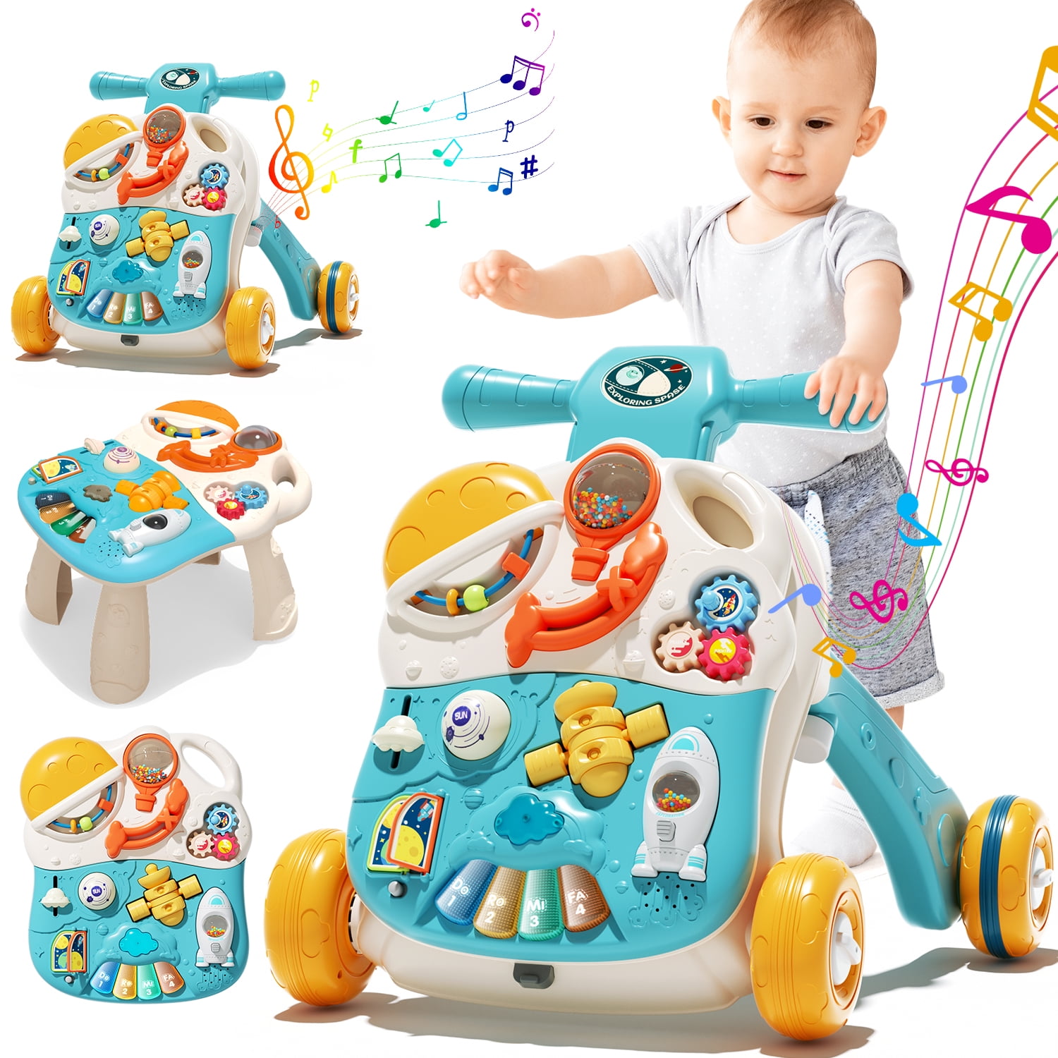 Wonderstone 3 in 1 Baby Walker Sit and Stand Push Learning Toys, Speed ...