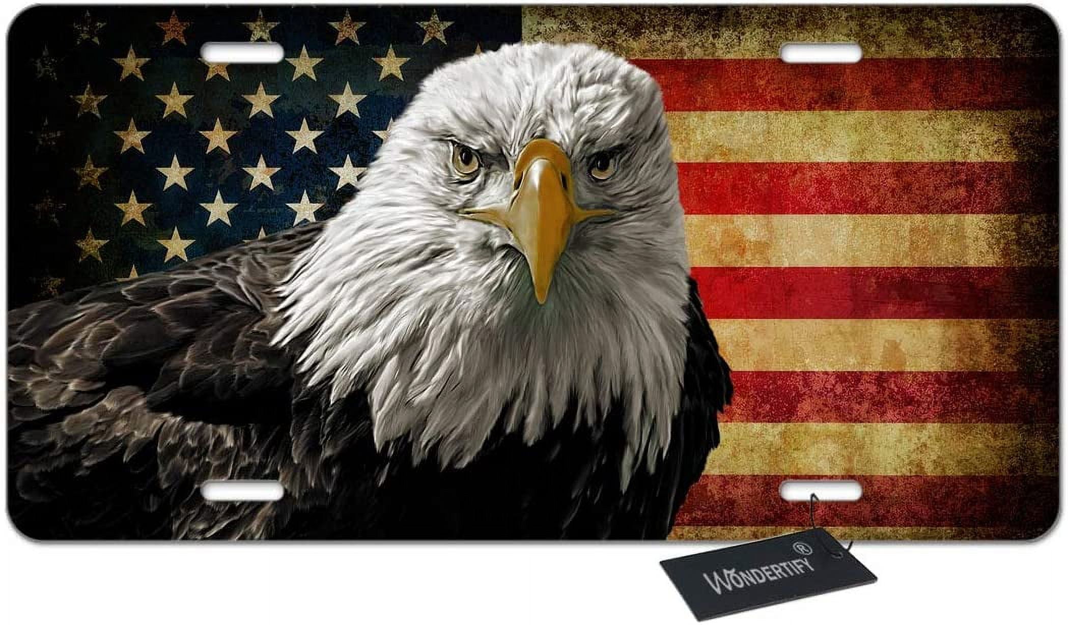 Wondertify Bald Eagle USA Flag License Plate,Grunge American Flags ...