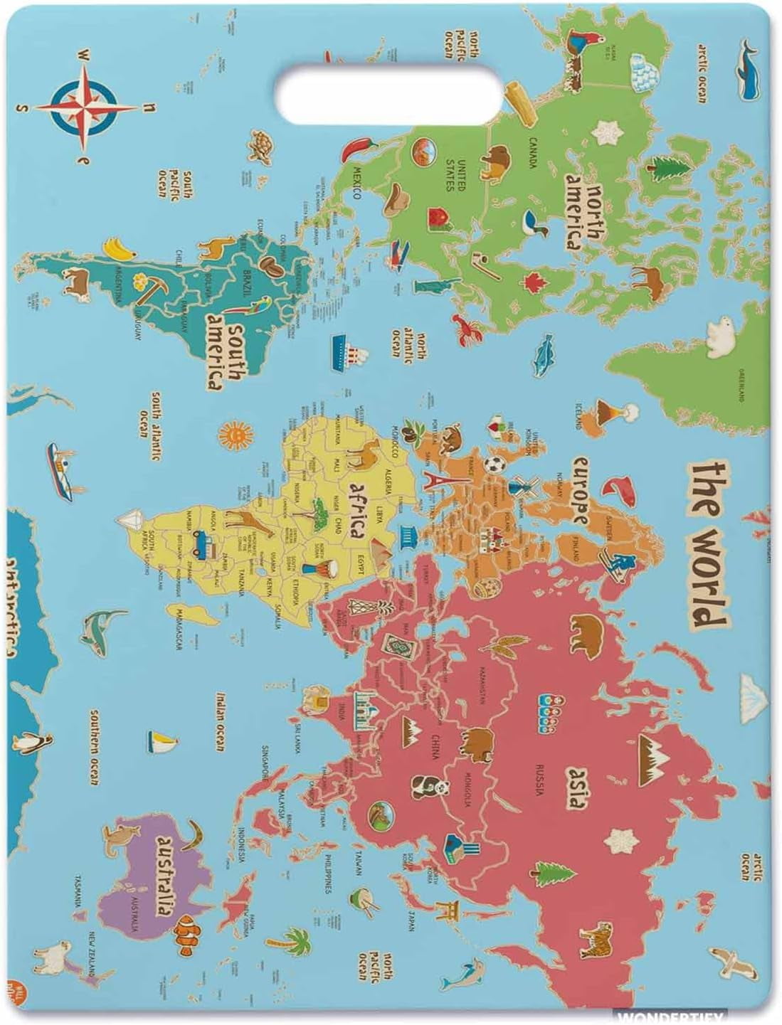Wondertify World Map Large Cutting Board World Atlas Map Countries ...