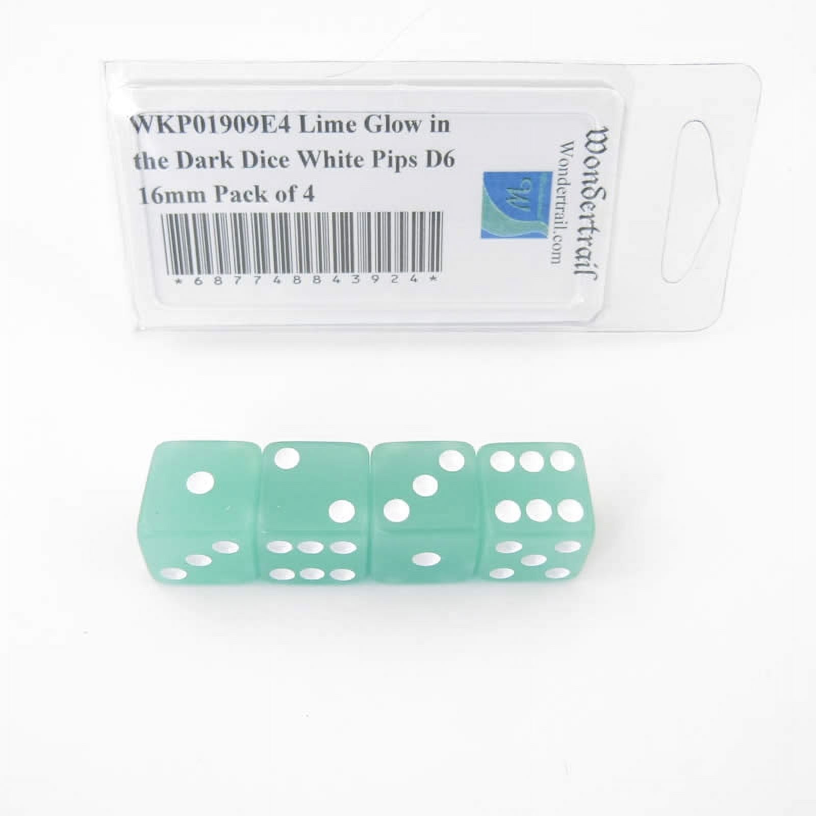 Wondertrail Lime Glow In The Dark Dice with White Pips, 4 Pack - Walmart.com