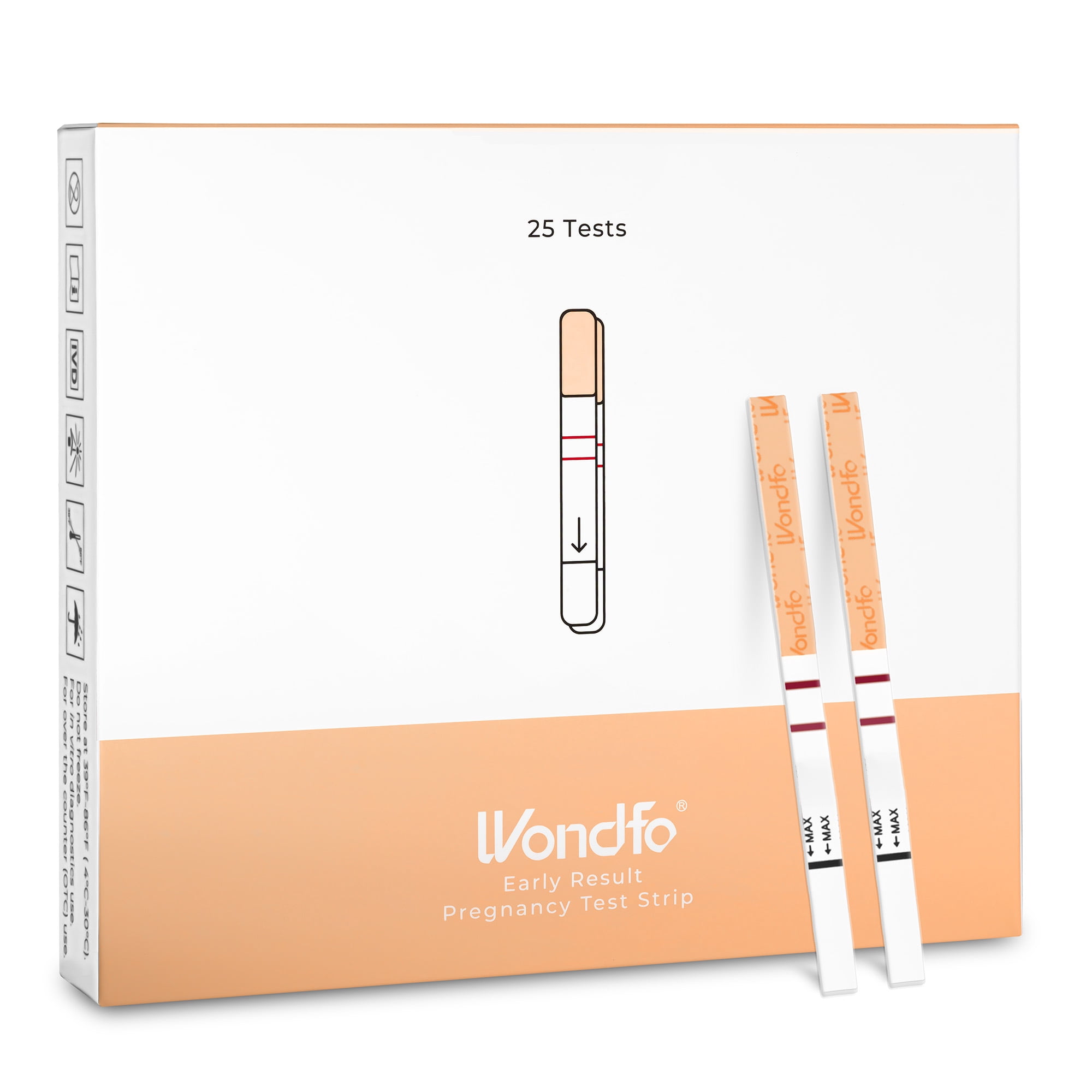 Wondfo 25 Count Early Result Pregnancy Test Strips, Sensitive HCG Urine ...