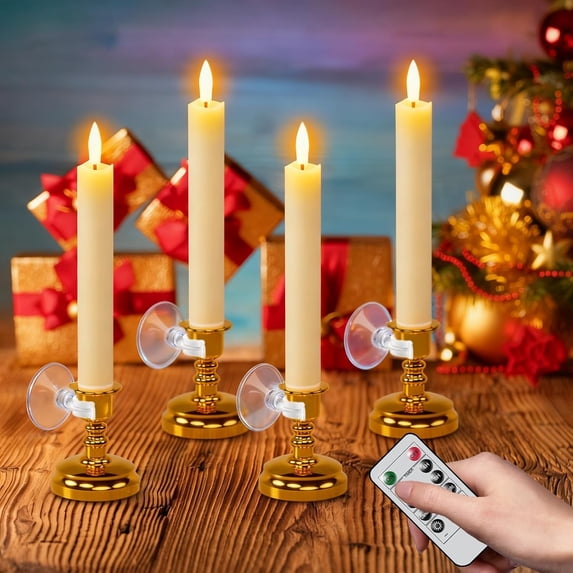 Wondise Flameless Window Candles with Remote Timer, 7" Battery Operated 3D Wick Real Wax LED ...