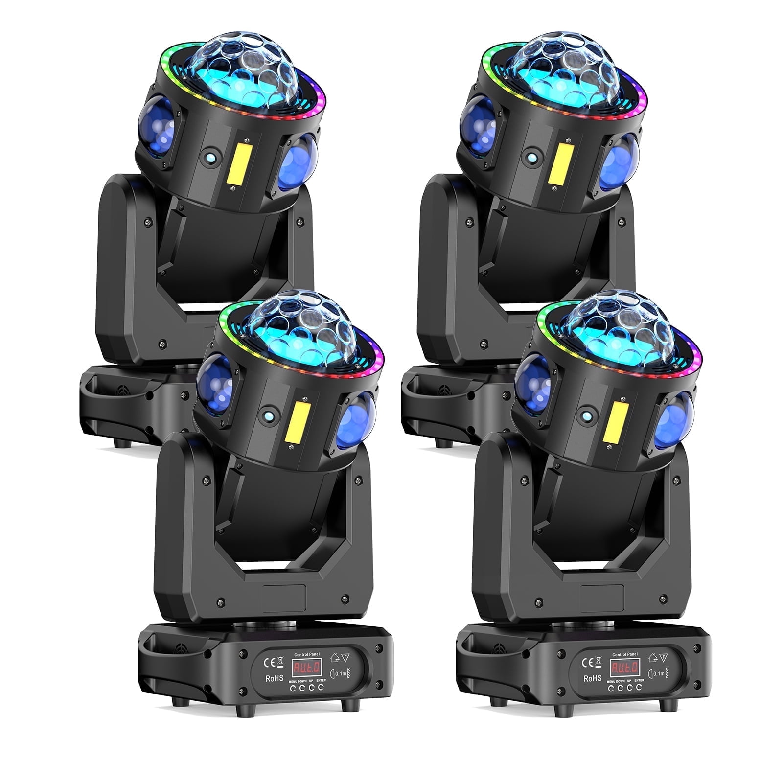 Wondnuga 4-Pack Moving Head Stage Light DMX512 RGBW LED Beam for Party ...