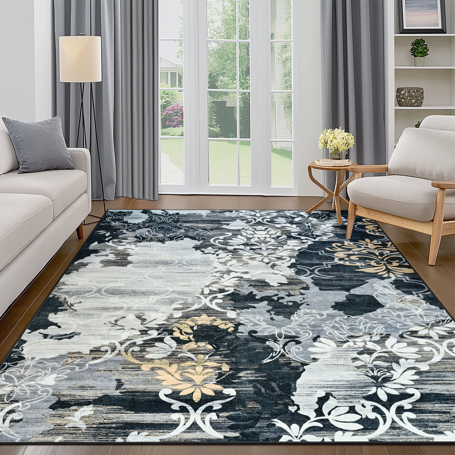Wondo Modern Abstract Area Rugs 9x12, Large Washable Rugs for Living ...