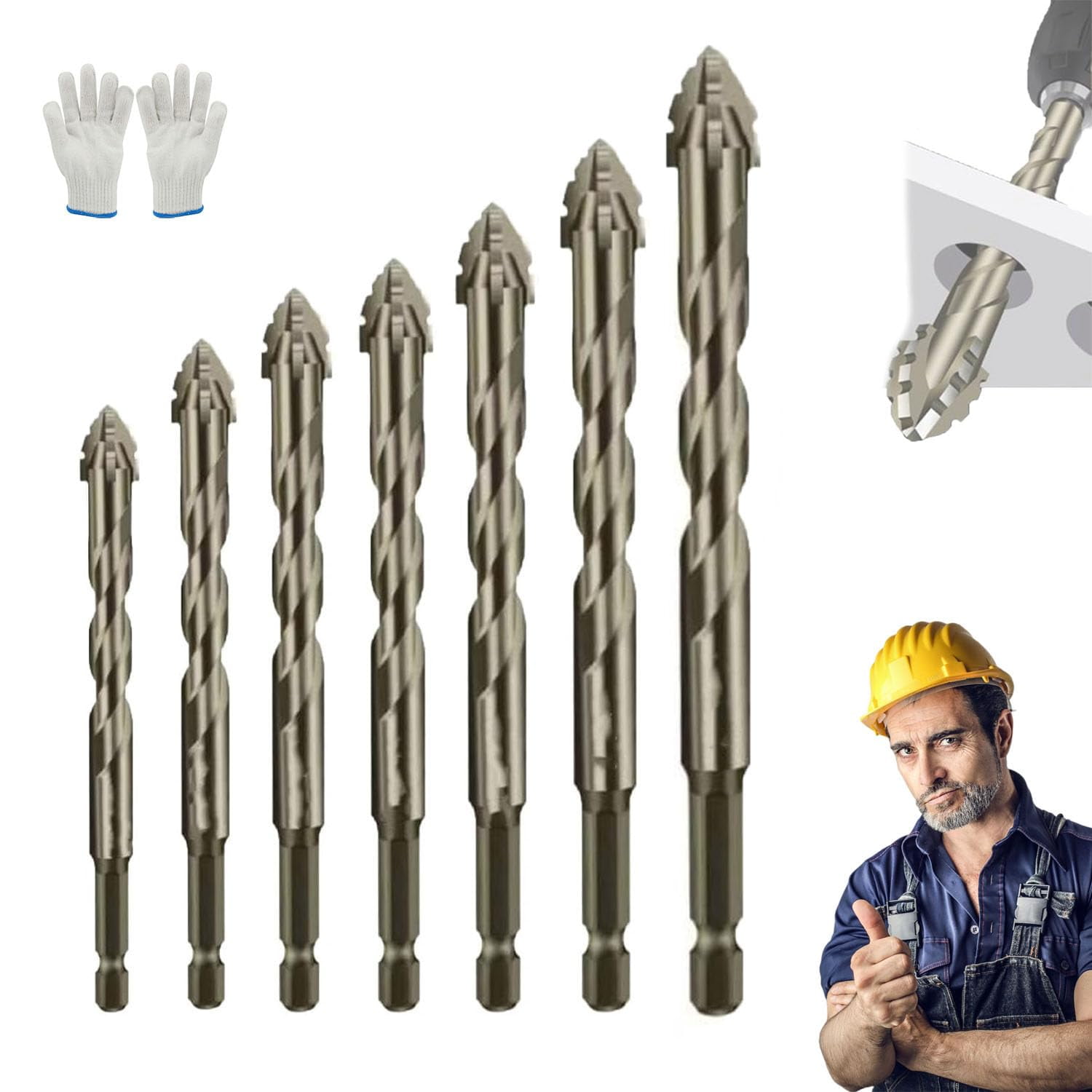 Wondolla Drill Bits, Four Blade Serrated Eccentric Drill Bits, 4 Flute ...