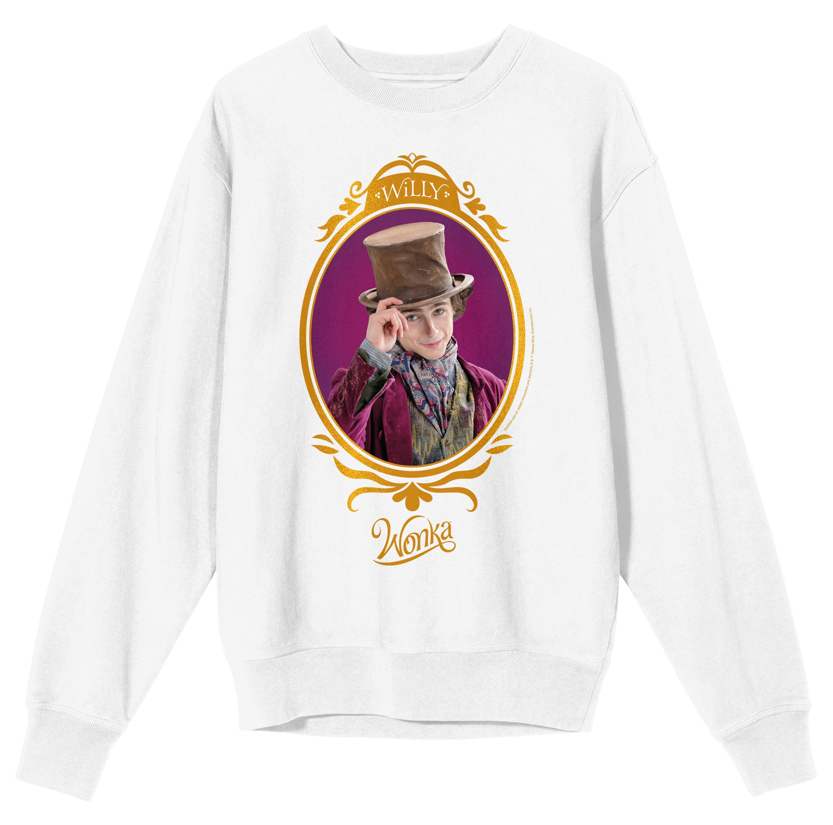 Wonka 2023 Willy Wonka Character Portrait Crew Neck Long Sleeve Men's ...