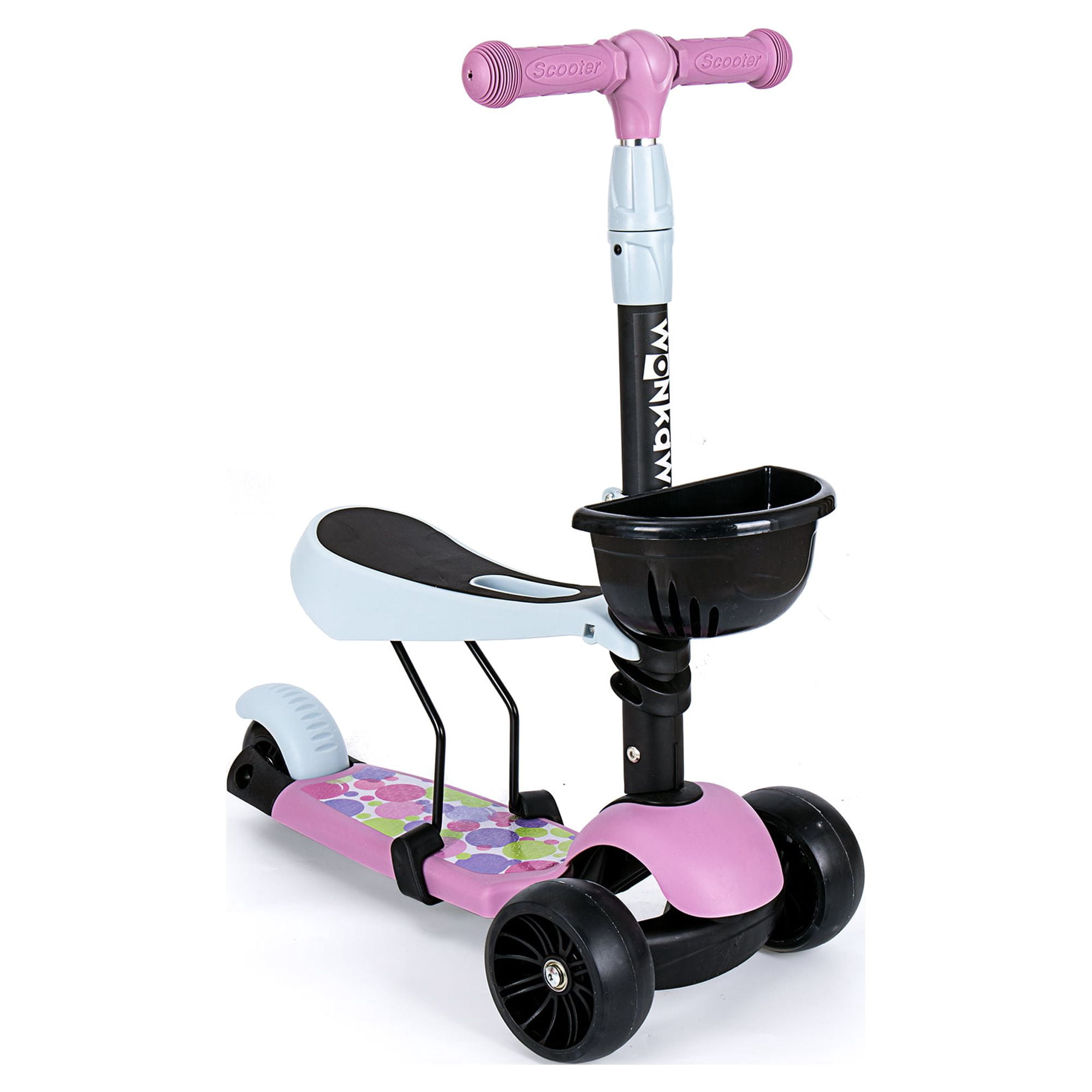 WonkaWoo 2-in-1 Kick Scooter with Removable Seat for Kids & Toddlers ...