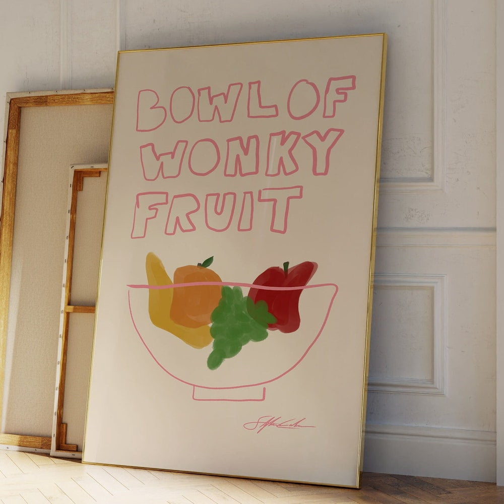 Wonky Fruit Poster, Retro Food Print, Abstract Kitchen Print, Boho ...