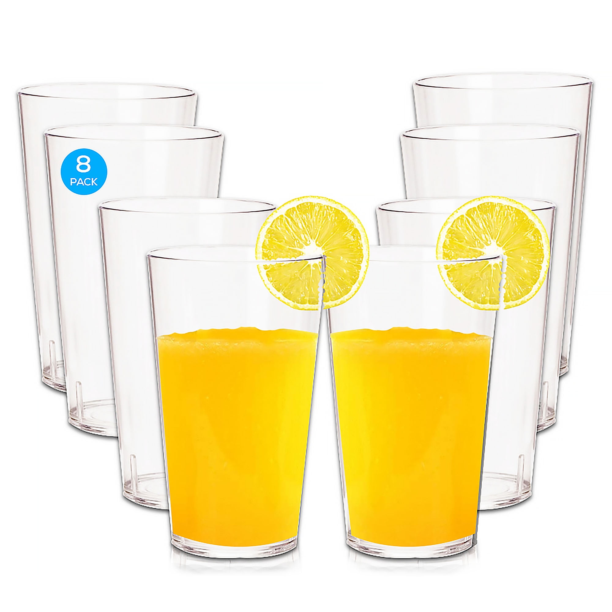 Wonkyware Unbreakable 16oz Tritan Plastic Tumbler Cup Set of 8 ...