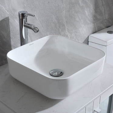 Miniyam 30" Ceramic Sink with Overflow, Drop in Bathroom Vessel Sink ...
