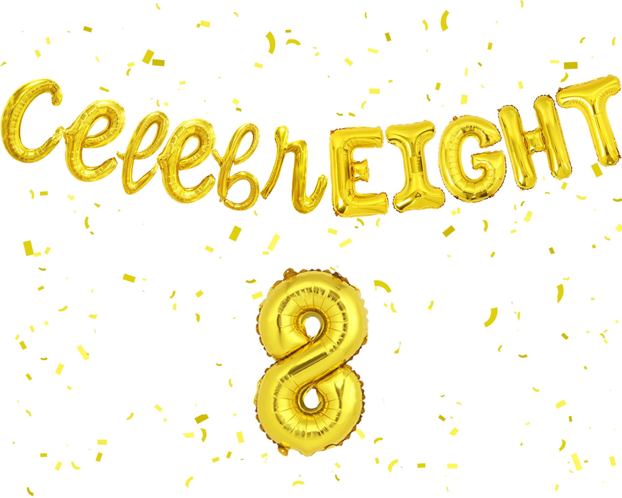 Wonmelody 8th Birthday Banner Gold Celebreight KKS1 Balloon Banner ...